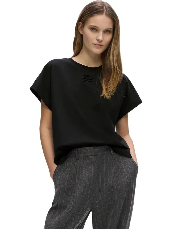 Karl Lagerfeld Autograph Cap Sleeve T-shirt - Black