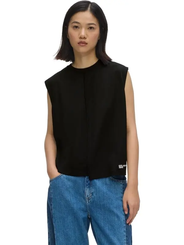Karl Lagerfeld Seam Detail Tank Top - Black