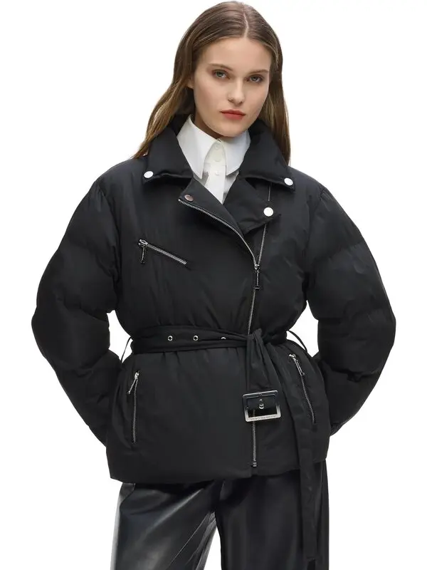 Karl Lagerfeld Biker Puffer Jacket - Black