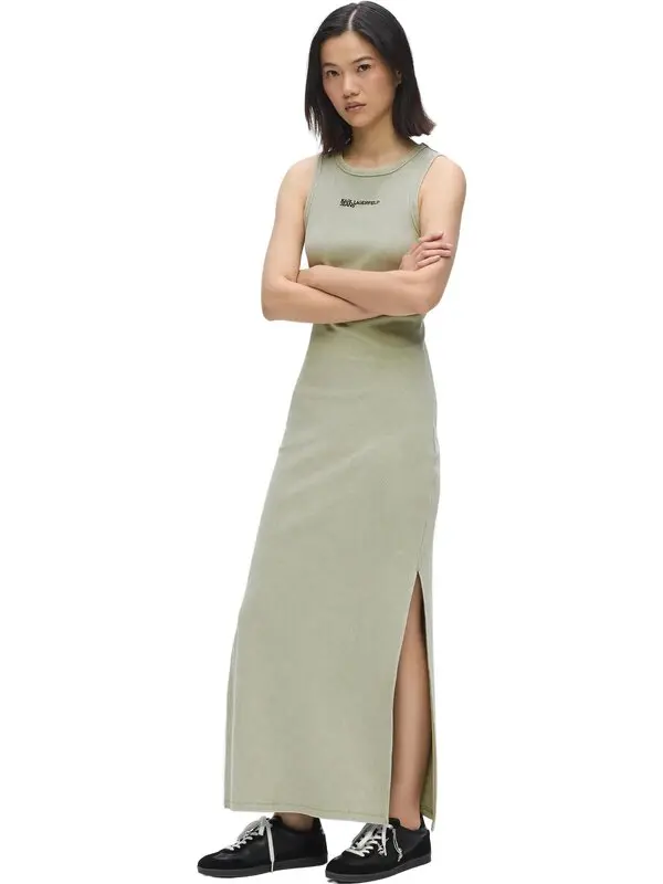 KL JEANS Jeans Washed Ribbed Tank Maxi Dress With Side Slits - Tea