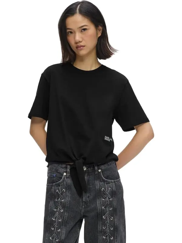 KL JEANS Jeans Tie Detail T-shirt Organic Cotton - Black