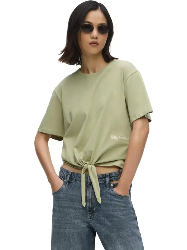 KL JEANS Jeans Tie Detail T-shirt Organic Cotton - Tea