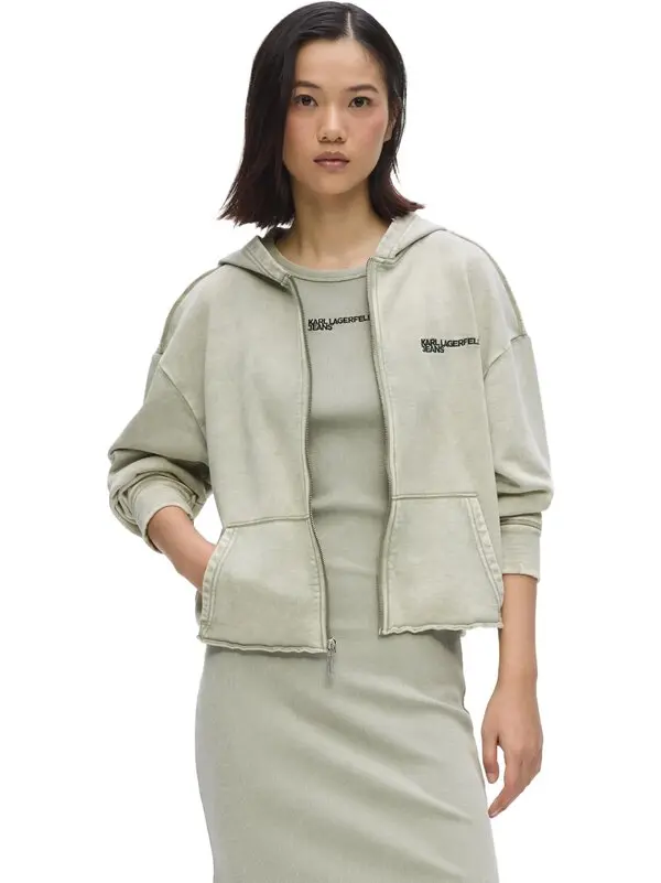 KL JEANS Jeans Washed Cotton Zip-up Hoodie - Tea