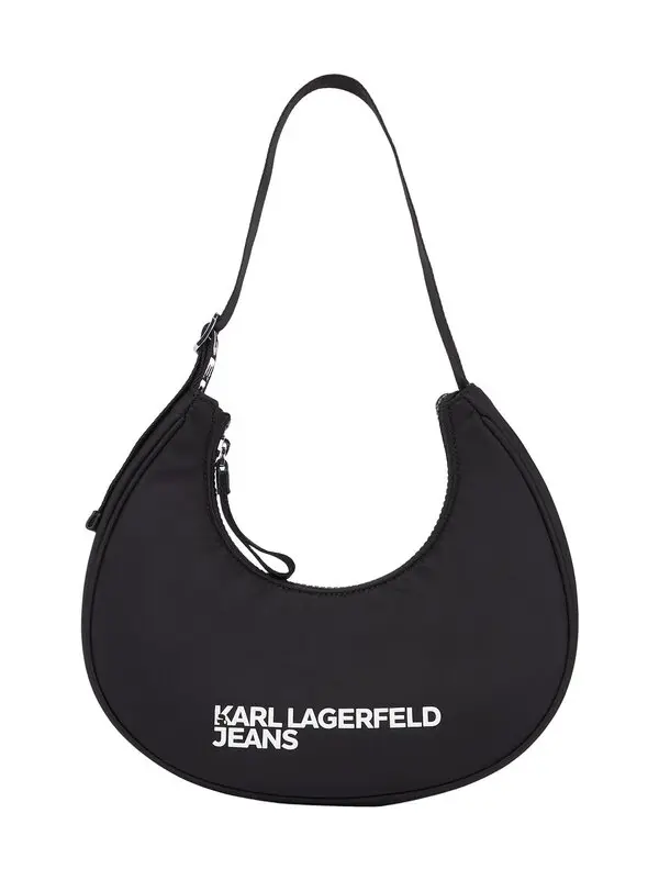 Karl Lagerfeld Logo Nylon Shoulder Bag - Black