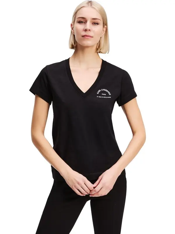 Karl Lagerfeld Rue St-guillaume V-neck T-shirt - Black