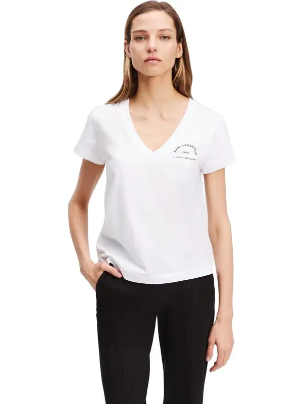 Karl Lagerfeld Rue St-guillaume V-neck T-shirt - White
