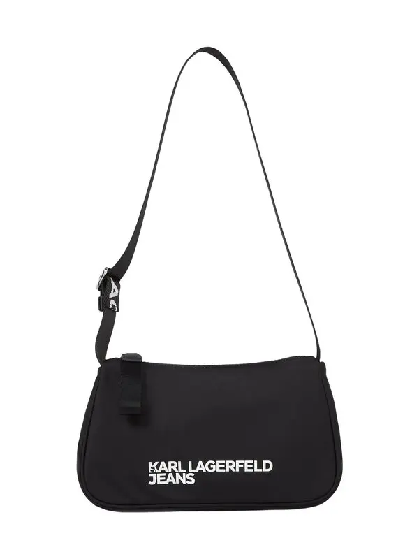 Karl Lagerfeld Logo Nylon Shoulder Bag - Black