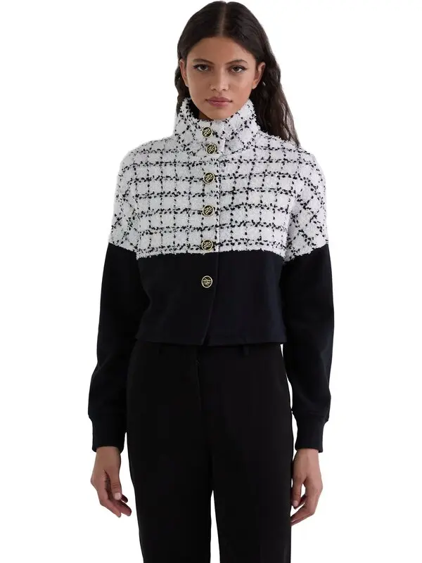 Karl Lagerfeld Bouclé Sweat Jacket - Black
