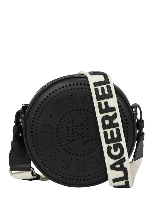 Karl Lagerfeld K/circle Embossed Logo Round Crossbody Bag - Black