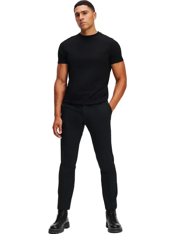 Karl Lagerfeld Mohair Blend Tailored Slim Fit Pants - Black