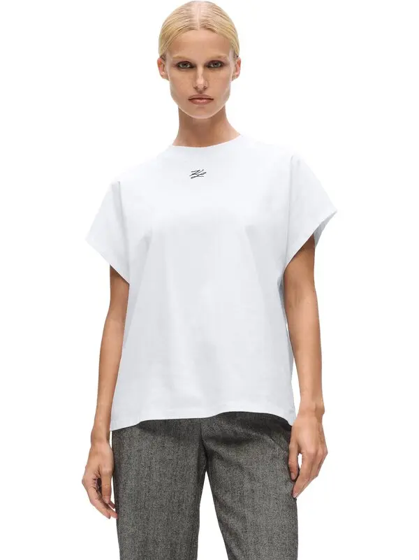 Karl Lagerfeld Autograph Embroidered Organic Cotton T-shirt - White