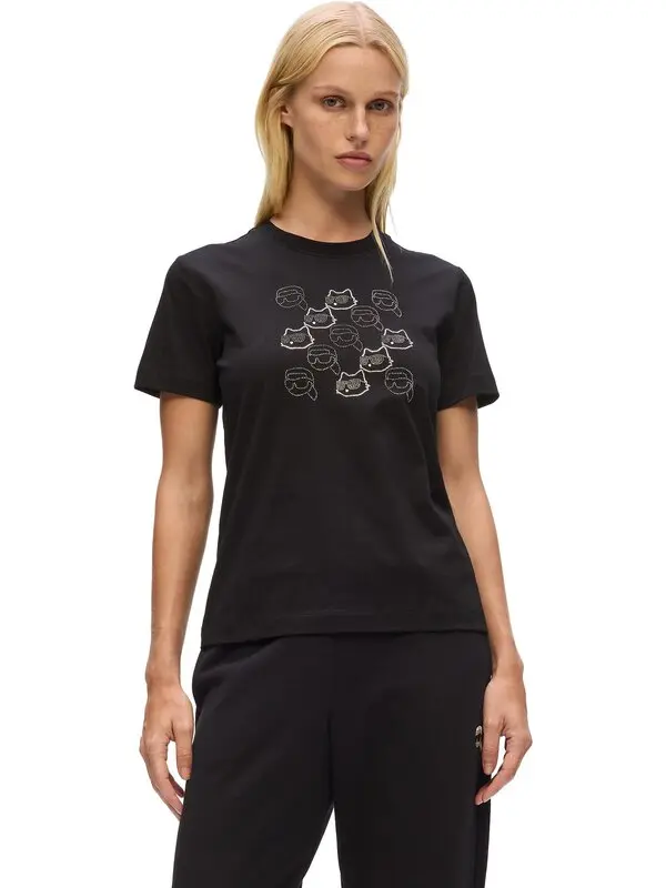 Karl Lagerfeld Ikon Rhinestone T-shirt - Black