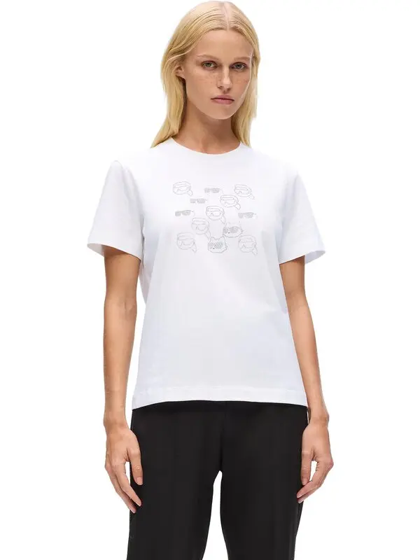 Karl Lagerfeld Ikon Rhinestone T-shirt - White