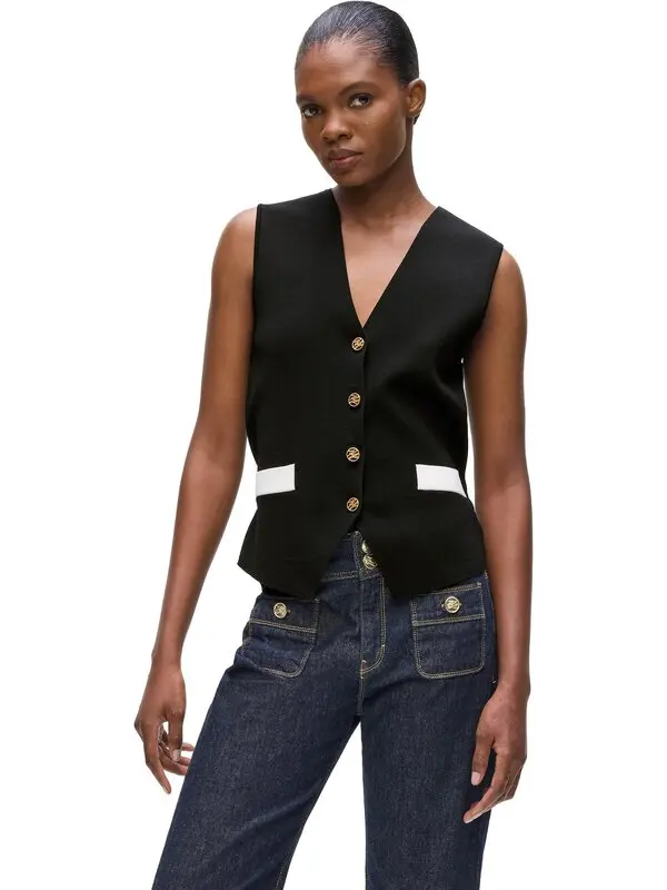 Karl Lagerfeld Recycled Viscose Blend Waistcoat - Black