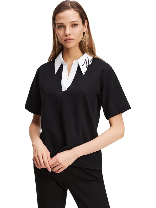Karl Lagerfeld Signature Polo Shirt - Black