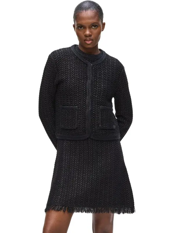 Karl Lagerfeld Textured Knit Cardigan - Black