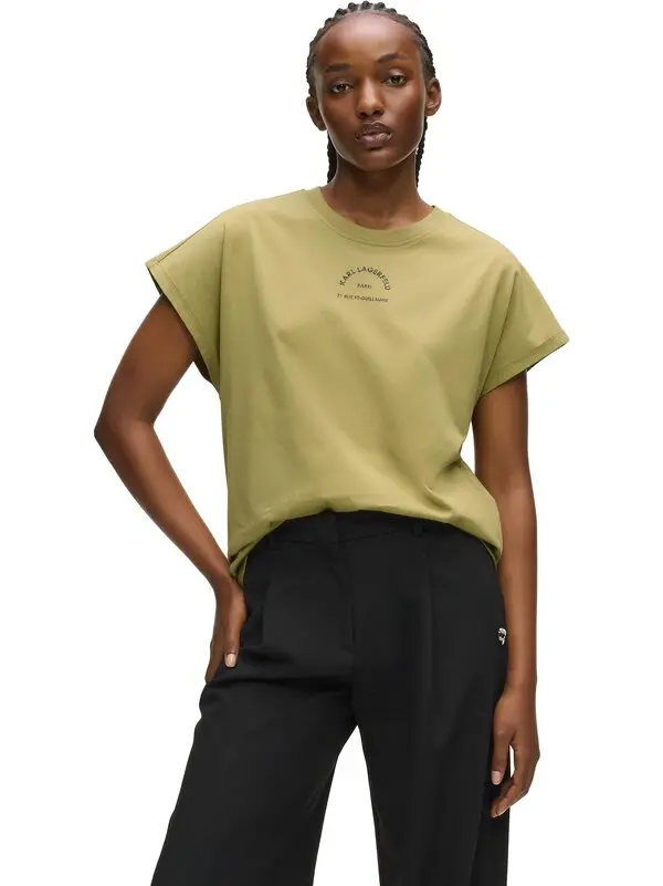 Karl Lagerfeld Relaxed Rue St-guillaume Glitter T-shirt - Cedar