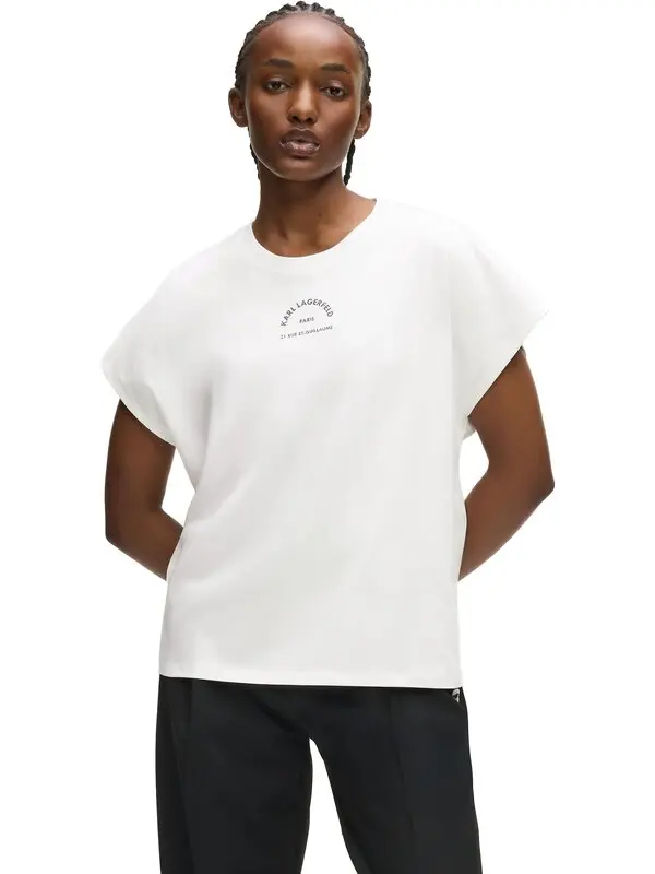 Karl Lagerfeld Relaxed Rue St-guillaume Glitter T-shirt - White