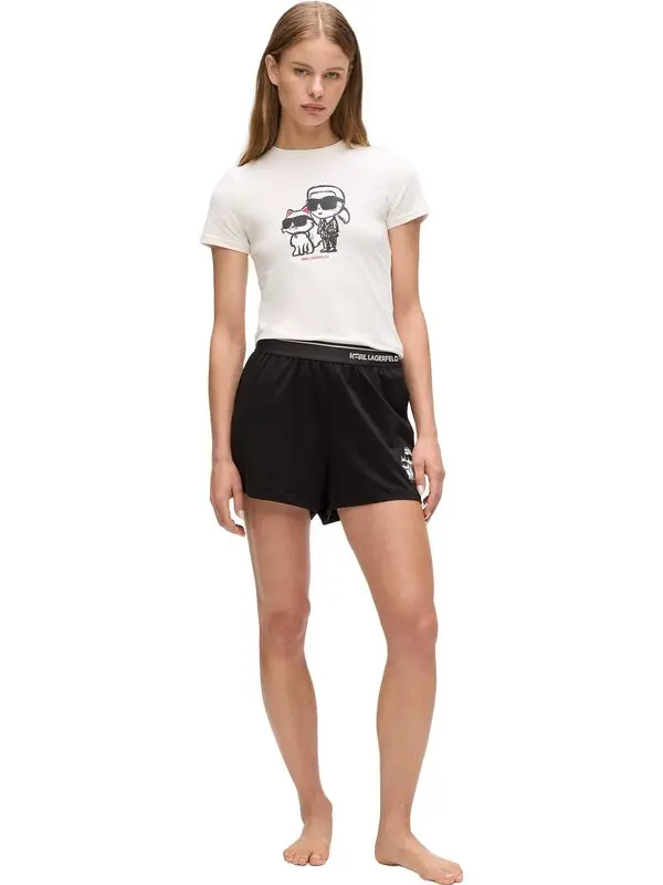 Karl Lagerfeld Ikon Pajama Shorts - Black