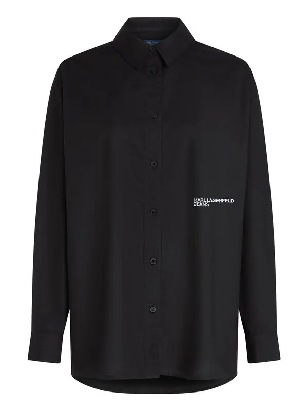 Karl Lagerfeld Oversized Cotton Oxford Shirt - Black
