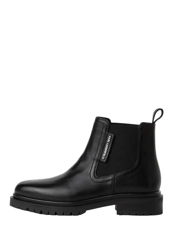 Karl Lagerfeld Goat Skin Leather Chelsea Ankle Boots - Black