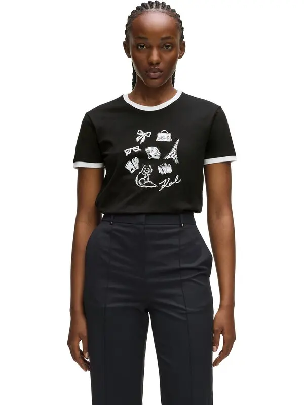 Karl Lagerfeld Organic Cotton Graphic T-shirt - Black
