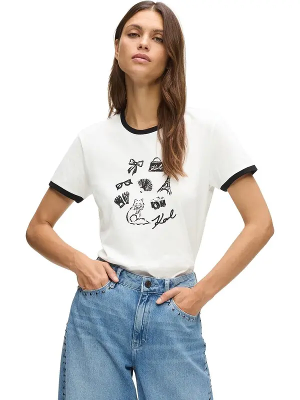 Karl Lagerfeld Organic Cotton Graphic T-shirt - White