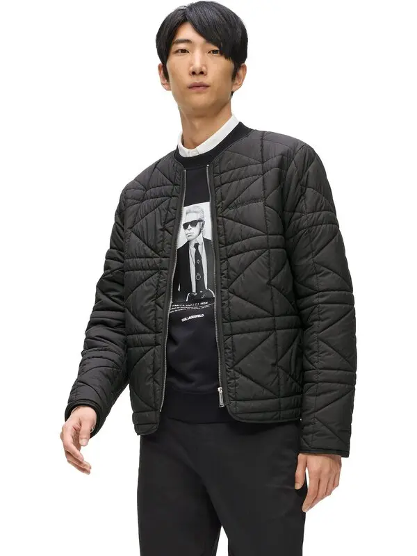 Karl Lagerfeld Lightweight Quilted Zip-up Jacket - Black