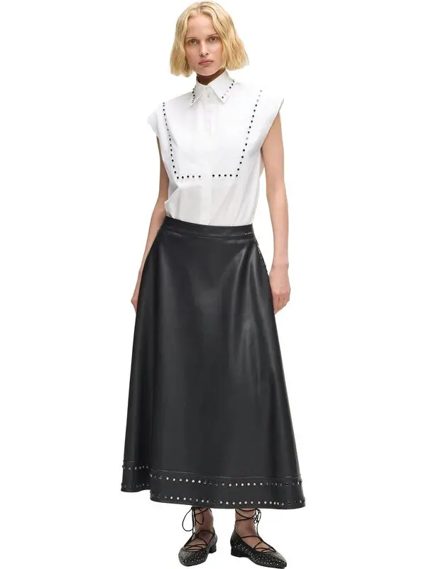 Karl Lagerfeld Studded A-line Midi Skirt - Black