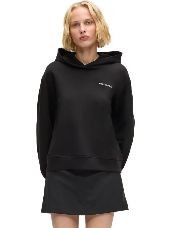 Karl Lagerfeld Logo Tape Cotton-blend Hoodie - Black