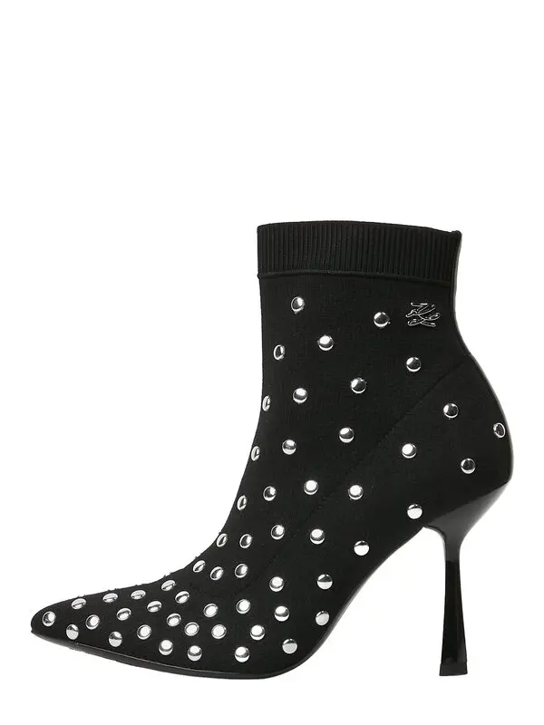 Karl Lagerfeld Pandara Knitted Studded Ankle Boots - Black/silver