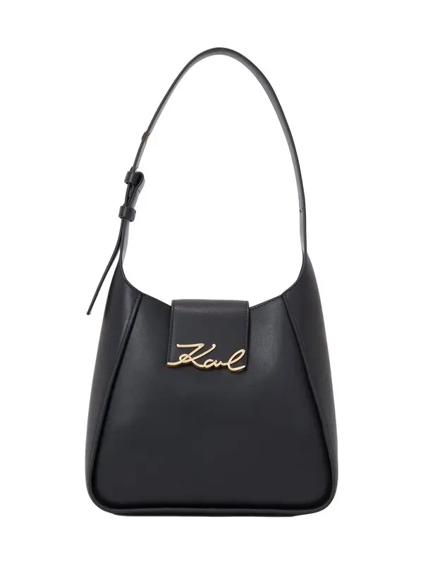 Karl Lagerfeld K/signature Hobo Bag In Smooth Leather - Black