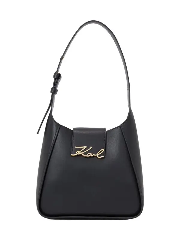 Karl Lagerfeld K/signature Hobo Bag In Smooth Leather - Black