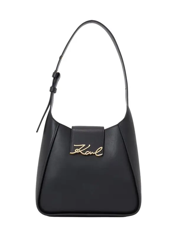 Karl Lagerfeld K/signature Hobo Bag In Smooth Leather - Black