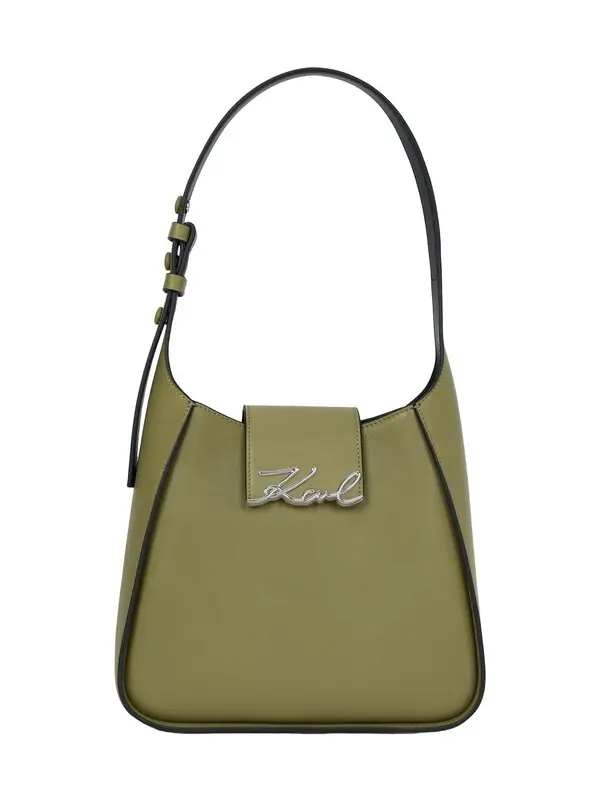 Karl Lagerfeld K/signature Hobo Bag In Smooth Leather - Cedar