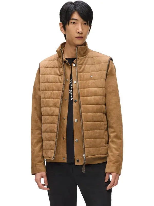 Karl Lagerfeld Quilted Faux Suede Gilet - Otter