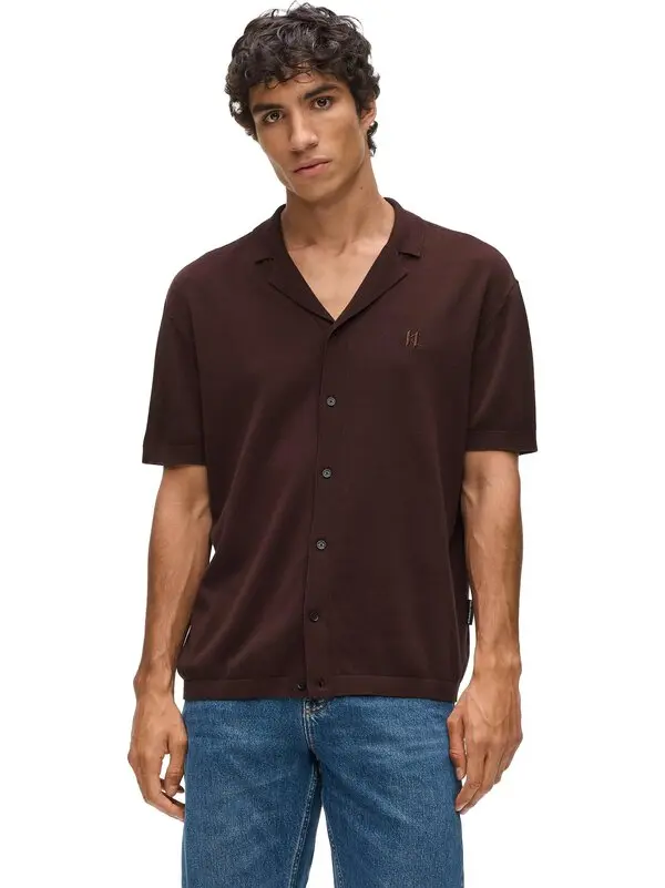 Karl Lagerfeld Monogram Knitted Polo Shirt - Fudge