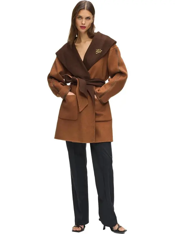 Karl Lagerfeld Reversible Wool-blend Coat - Java-friar Brown