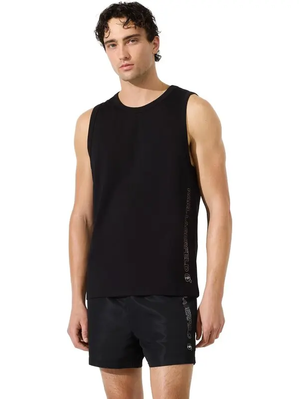 Karl Lagerfeld Ikon Metallic Beach Tank Top - Black