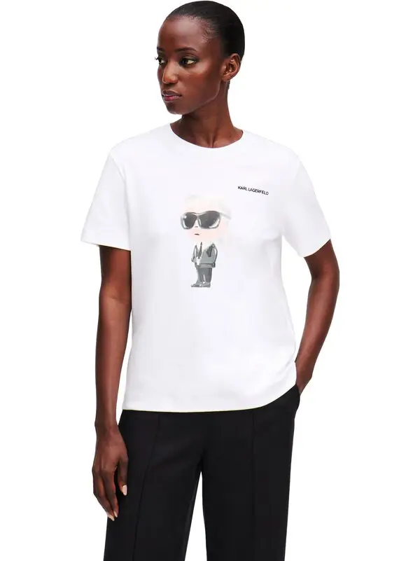 Karl Lagerfeld Ikon Aquarelle Cotton T-shirt - White
