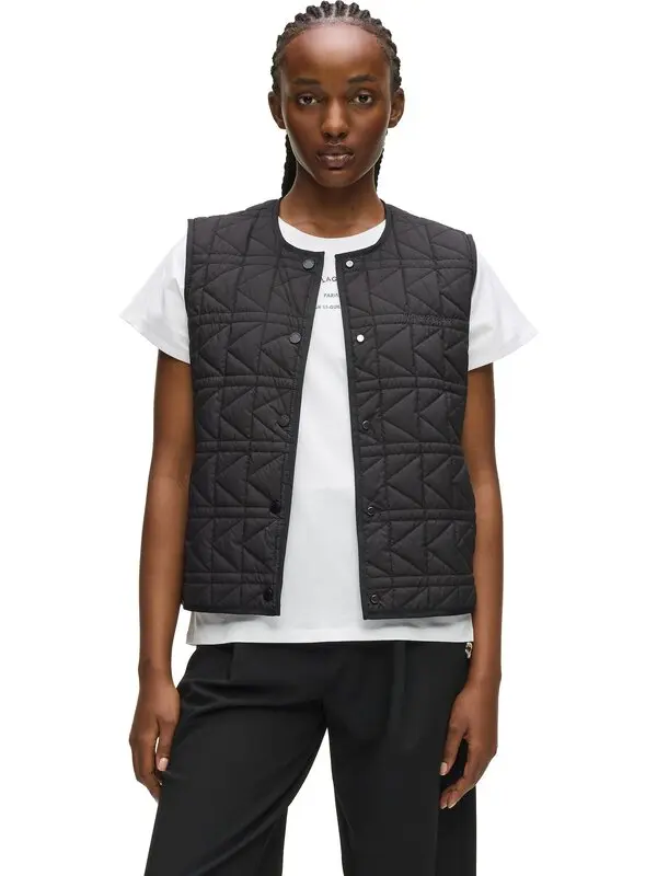 Karl Lagerfeld Lightweight Quilted Technical Taffeta Gilet - Black