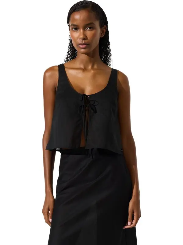 Karl Lagerfeld Sleeveless Tie-front Beach Top - Black