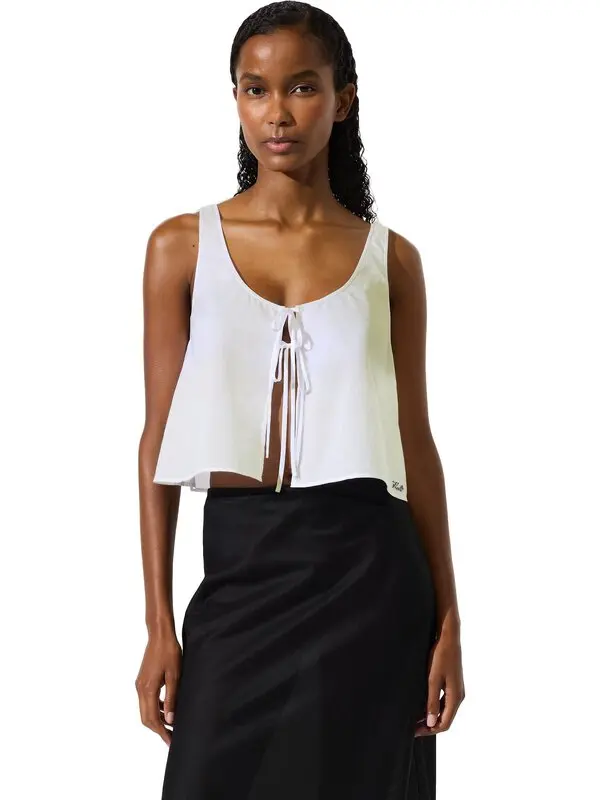 Karl Lagerfeld Tie-front Beach Top - White