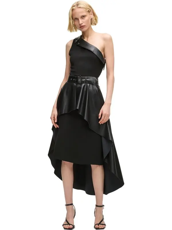 Karl Lagerfeld One-shoulder Asymmetrical Biker Dress - Black