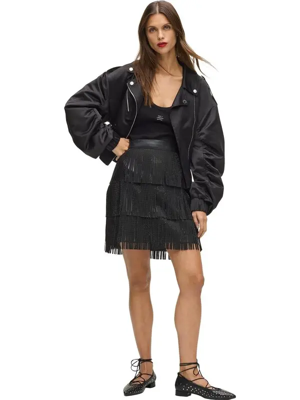 Karl Lagerfeld Fringed Mini Skirt - Black