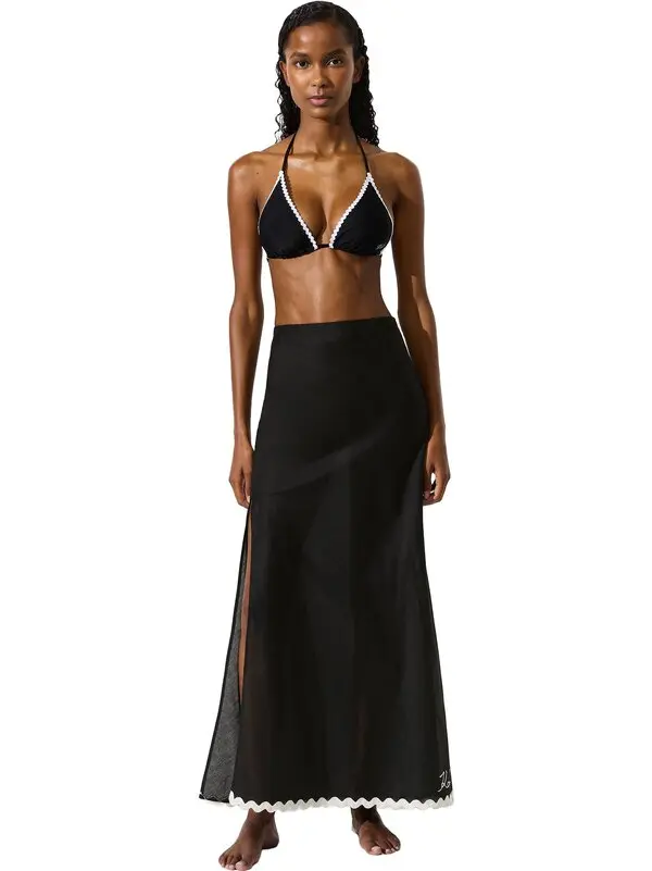 Karl Lagerfeld Maxi Skirt With Scalloped Hem - Black