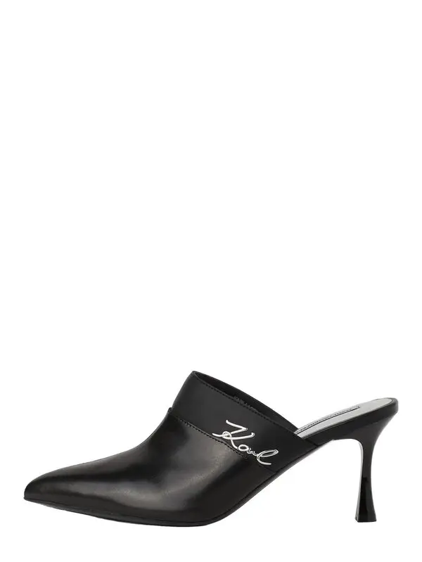 Karl Lagerfeld Sienna Heeled Mules - Black/silver
