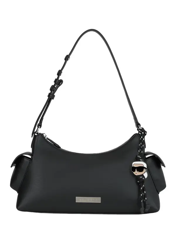 Karl Lagerfeld Ikon Smooth Cargo Shoulder Bag - Black