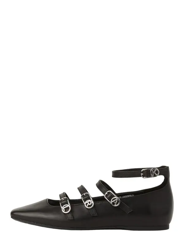 Karl Lagerfeld Konnie Four-strap Flats - Black/silver