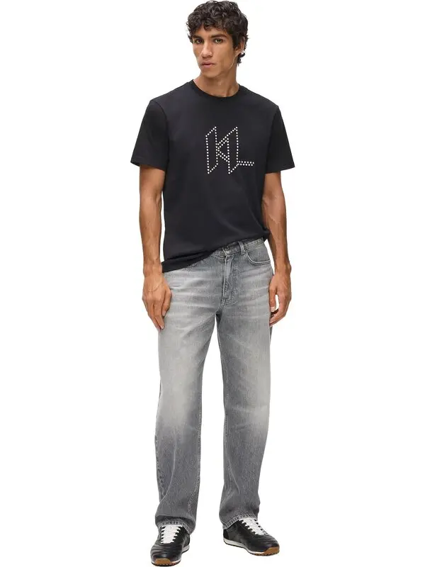 Karl Lagerfeld Washed Straight Leg Jeans - Washed Light Grey